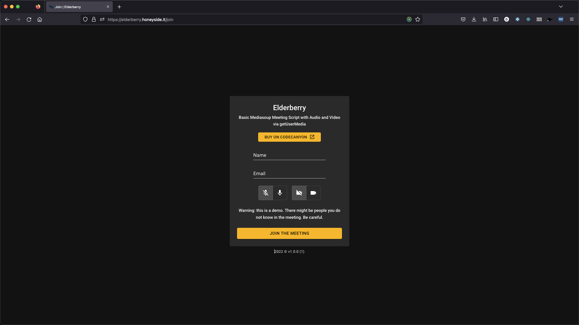 Elderberry - Meeting Script with Audio and Video via getUserMedia - Node.js, React, Mediasoup by ...